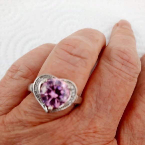 Jewelry | Sterling Silver Pink Ice Ring Pink Heart Ring Sterling Silver ...